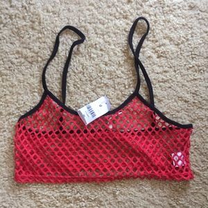 LF | Tops | Lf Crop Red Net Tank Top | Poshmark